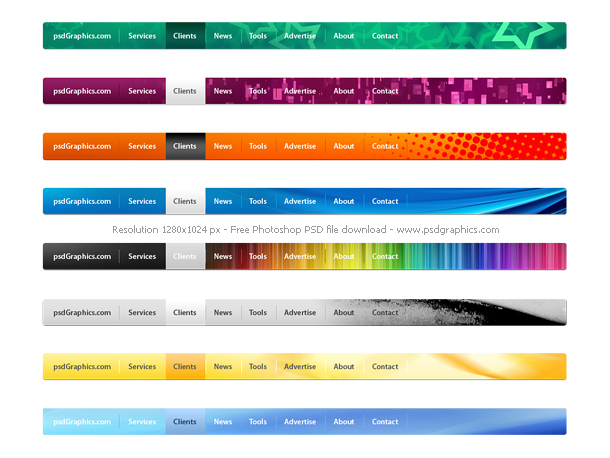 PSD Website Navigation Menus Set PSDgraphics